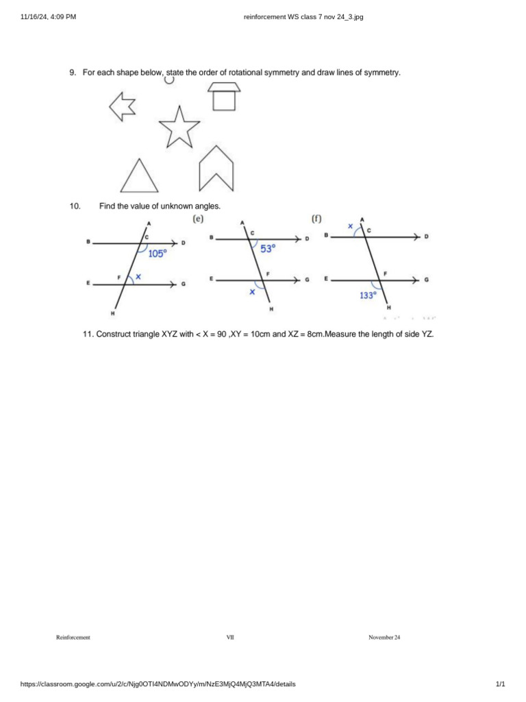 Reinforcement WS Class 7 | PDF