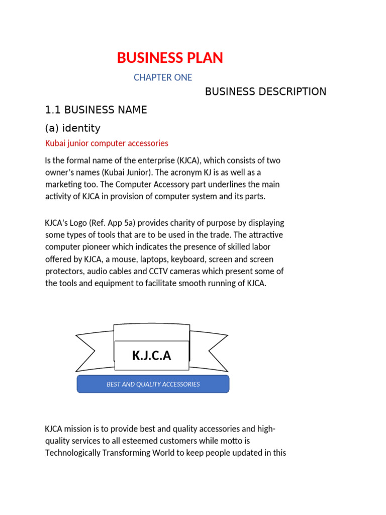 Kubai Junior Computer Accessories Plan | PDF | Laptop | Profit (Economics)