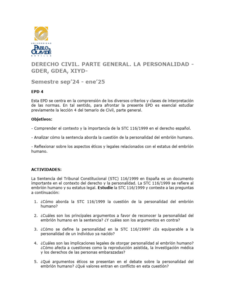 EPD 4 2024-25 La Personalidad | PDF