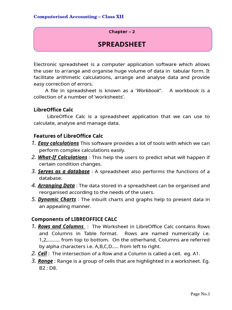 CH 2 Spreadsheet - Final-1 | PDF | Spreadsheet | Worksheet