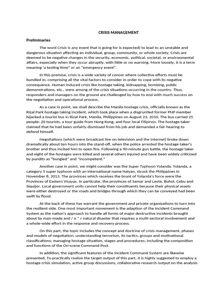 Disputed Resolution and Crisis Management Notes | PDF | Paranoia | Delusion