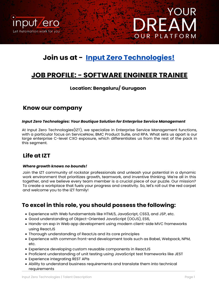 Software Engineer Traine - ServiceNow | PDF | Business