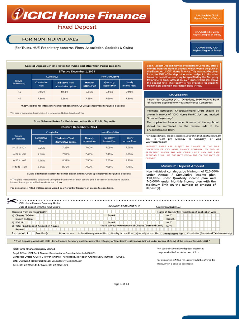 FD Application Form - Non Individual | PDF | Payments | Cheque