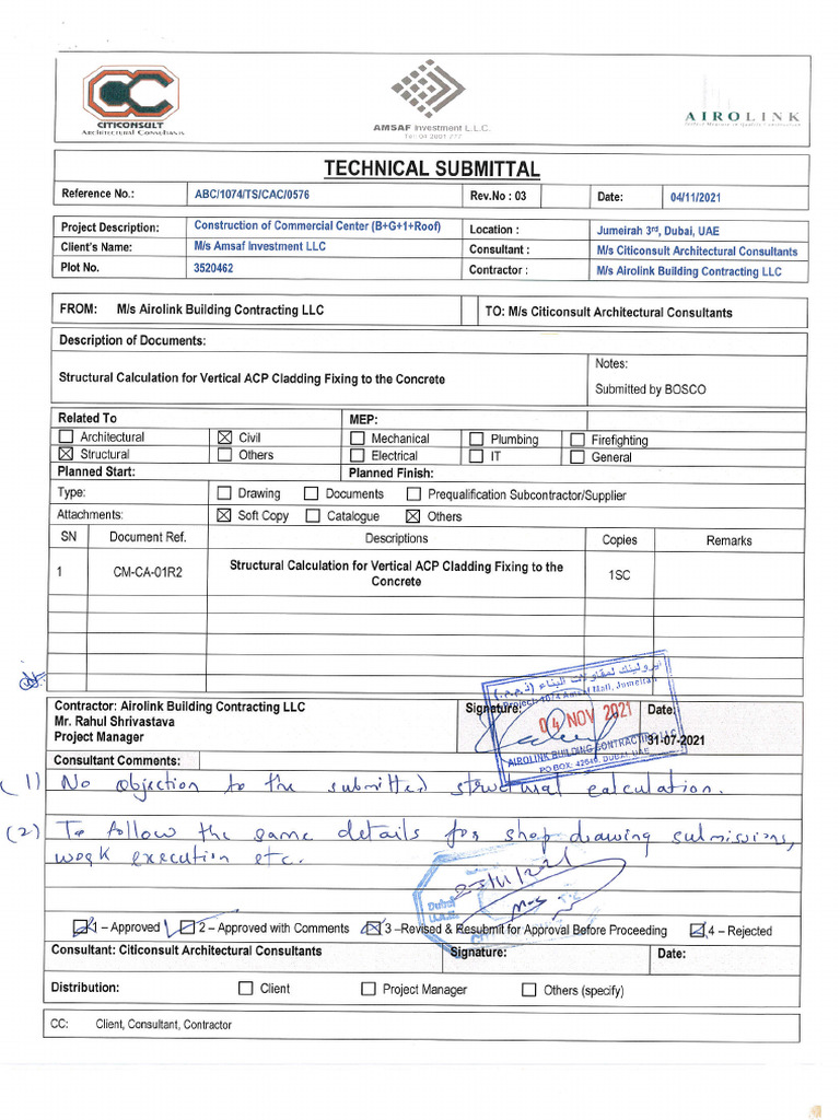B AMSAF-comments On Structural Calculation For Vertical ACP Cladding Fixing | PDF