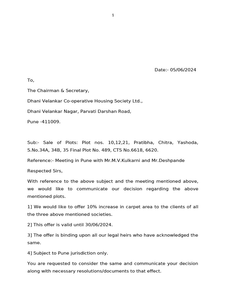 LETTER TO CHAIRMAN | PDF