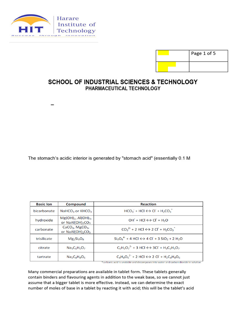 2021_-_ANTACID_TITRATION_-_ANALYTICAL_CHEMISTRY_PRACTICALS | PDF | Acid ...
