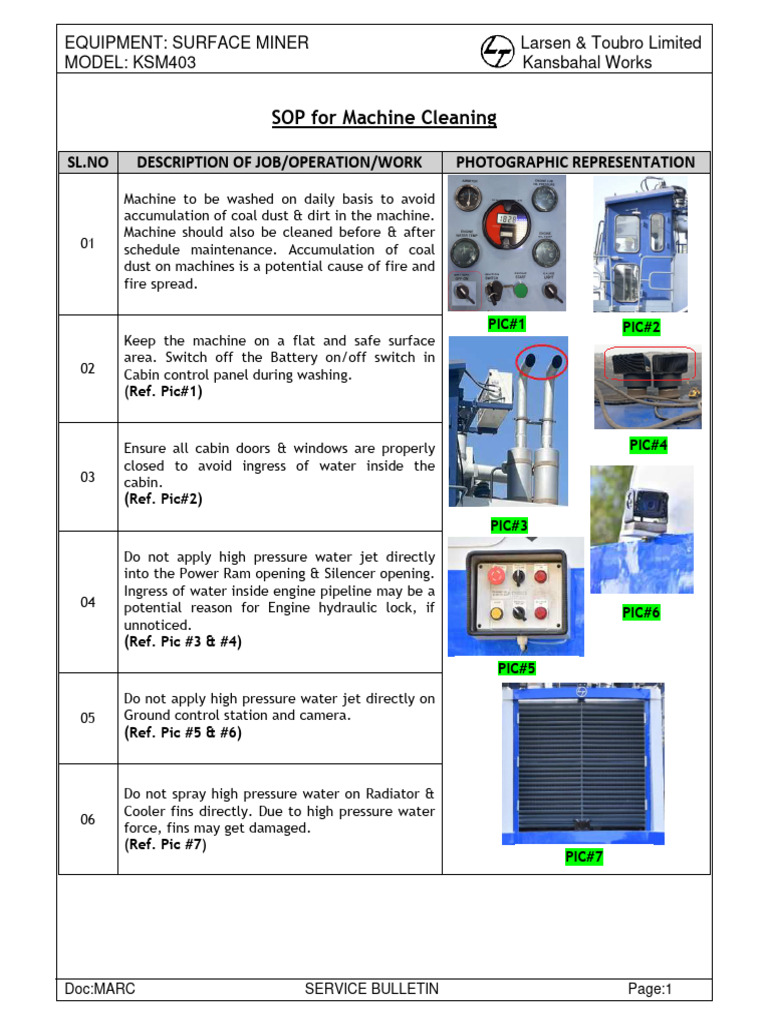 Surface Miner Cleaning SOP Guide | PDF