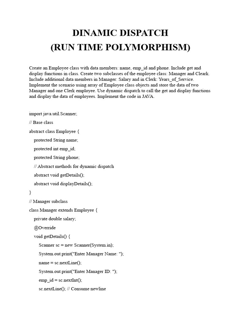 11-DINAMIC DISPATCH METHOD | PDF | Class (Computer Programming) | Inheritance (Object Oriented ...