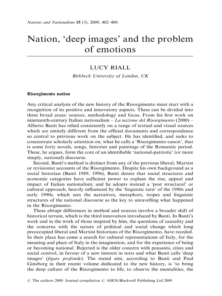 Riall Lucy, Nationalism Emotion | PDF | Nationalism | Emotions