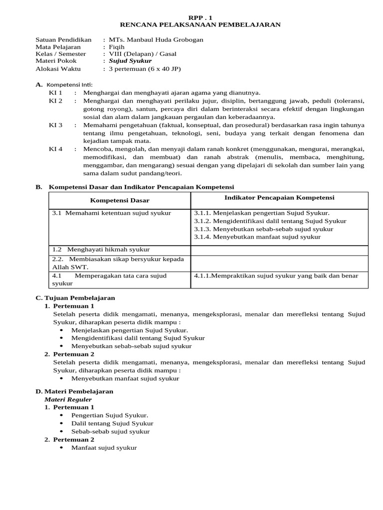 RPP Kls 8 SMT 1 | PDF