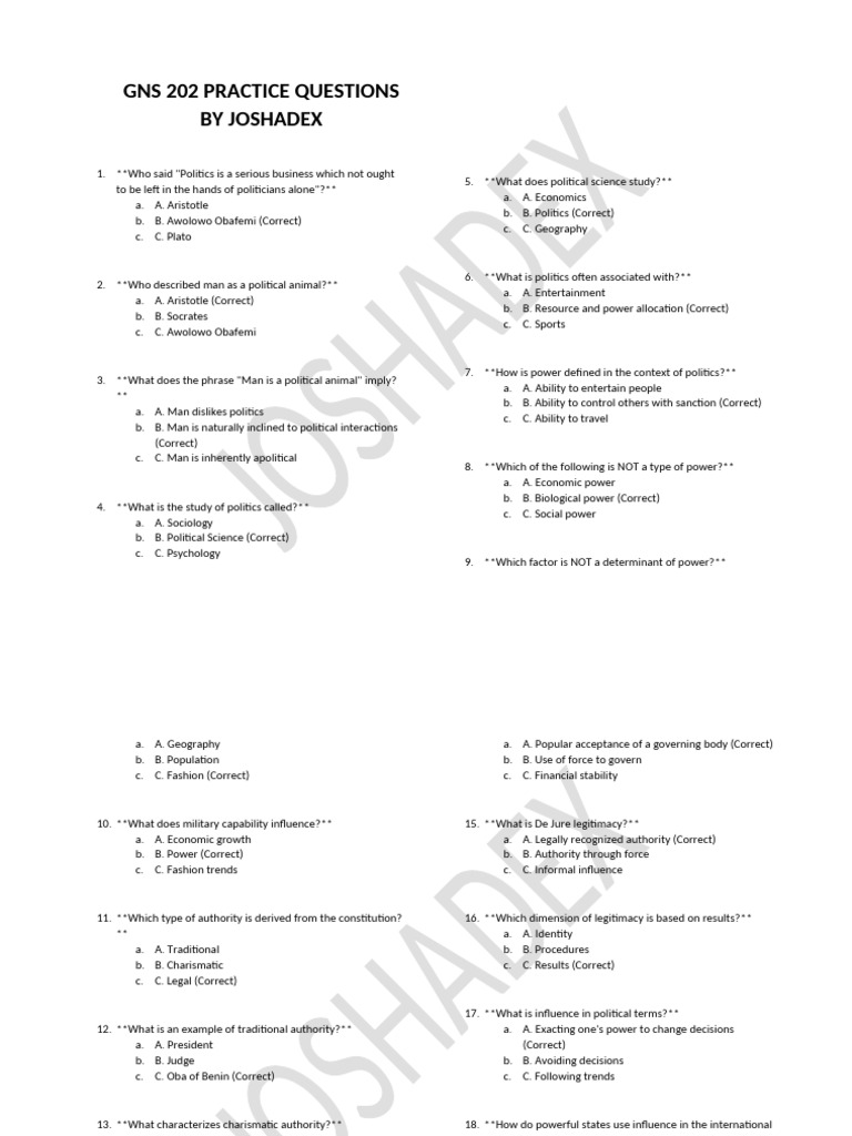 Gns 202 Practice Questions by Joshadex | PDF | League Of Nations ...
