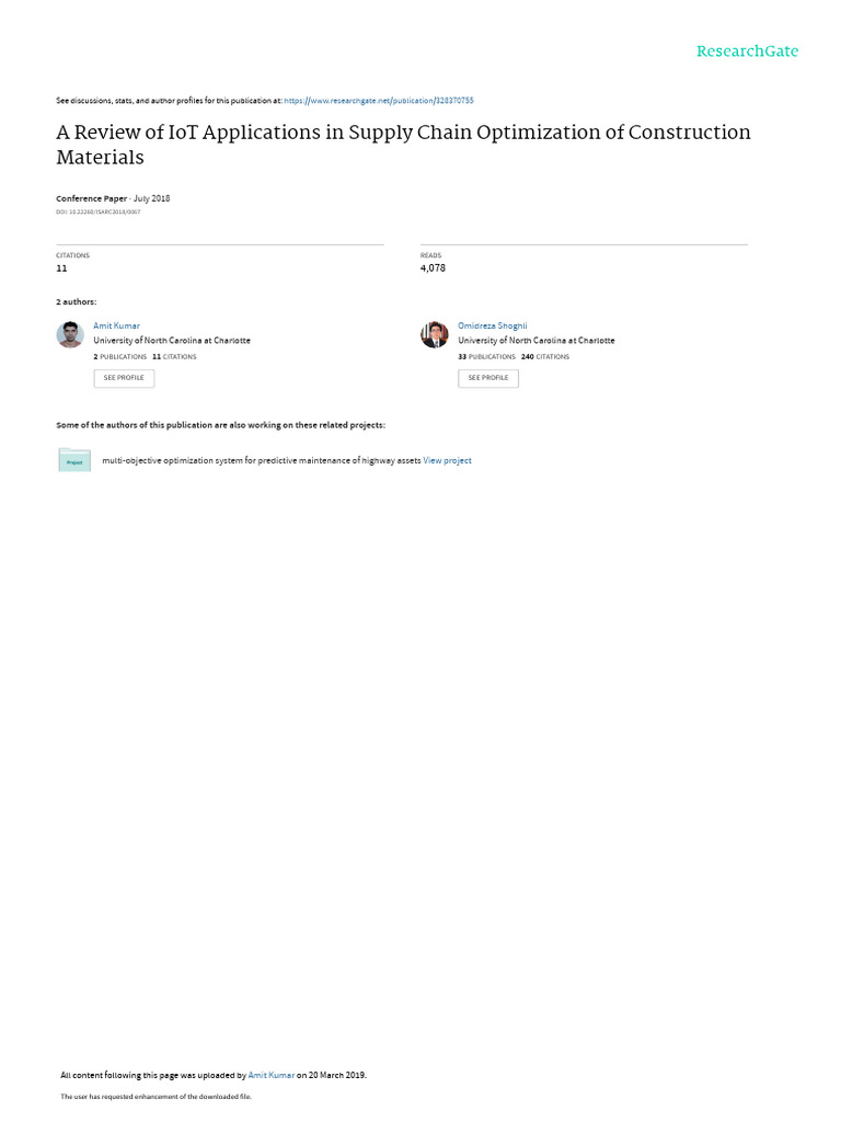 A Review of IoT Applications in Supply Chain Optim | PDF | Internet Of Things | Supply Chain ...