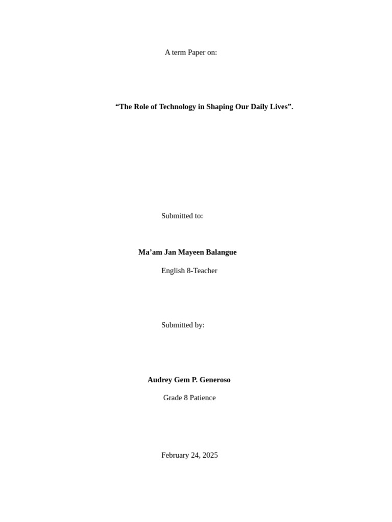 The Role of Technology in Shaping Our Daily Lives | PDF | Educational ...