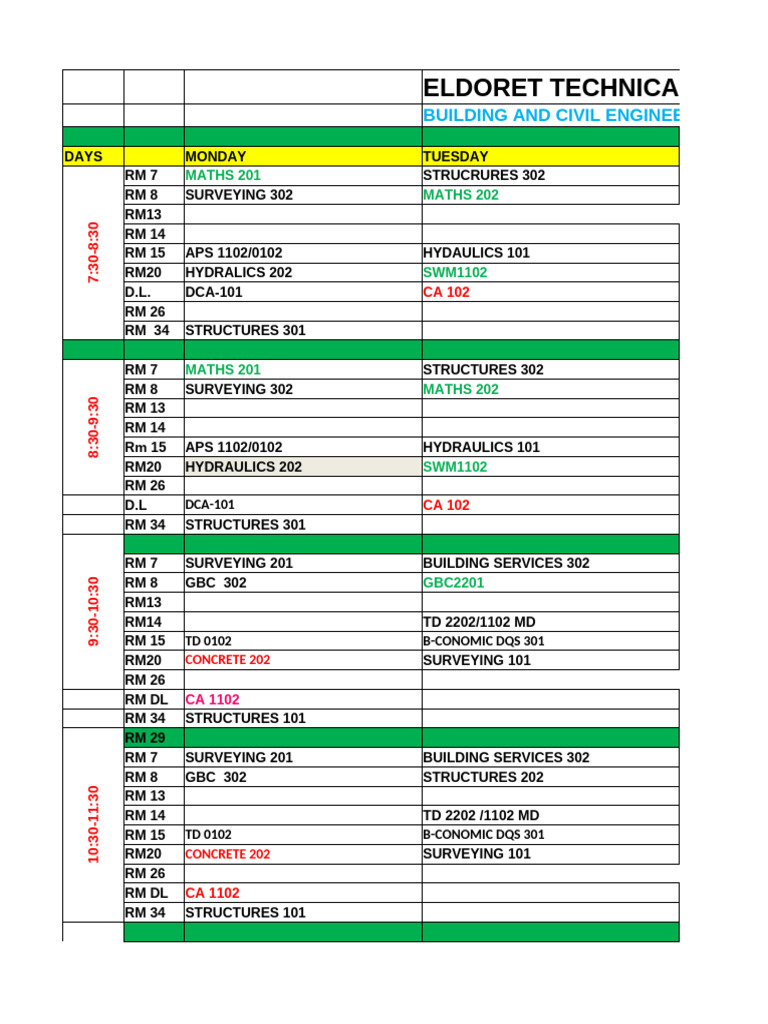 Jan -March Time Table 2025 | PDF | Civil Engineering | Engineering