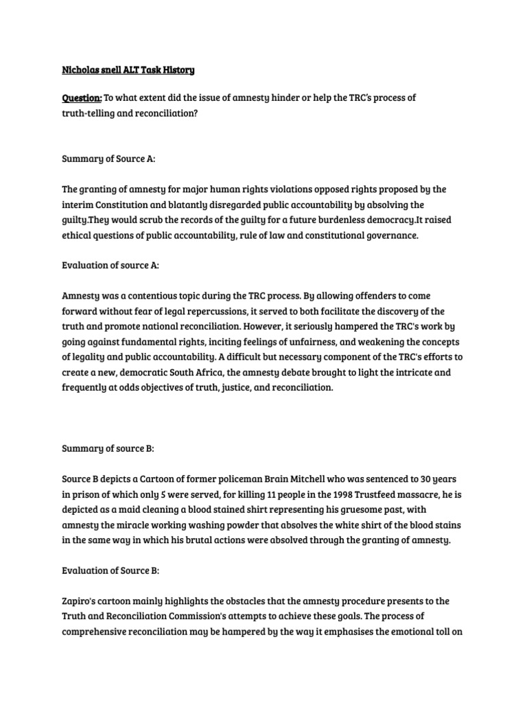 History Alt Task 3 Amnesty and TRC | PDF | Amnesty | Justice