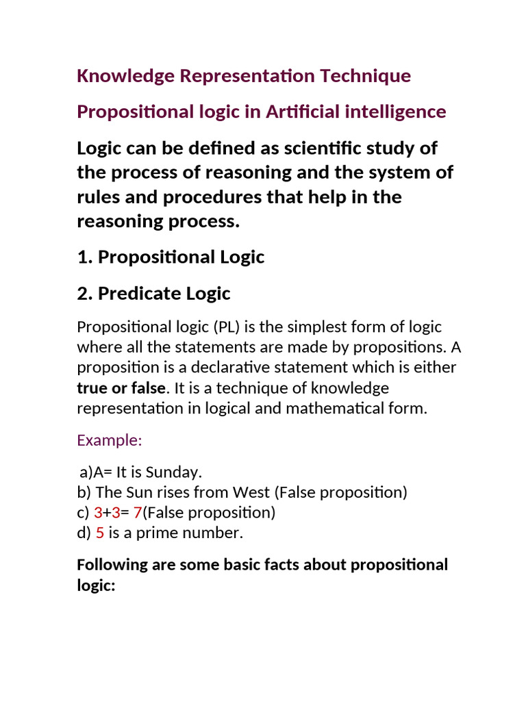 AI Propositional Predicate Logic | PDF | Logic | First Order Logic