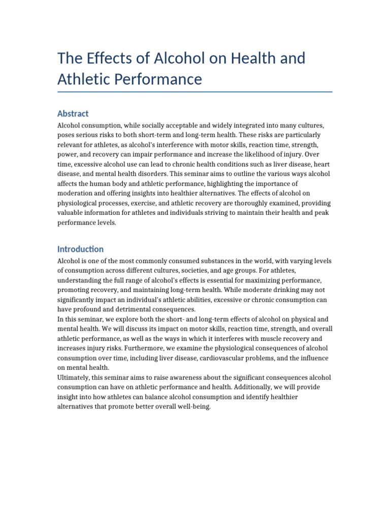 Alcohol Effects On Performance and Health Seminar Further Expanded ...