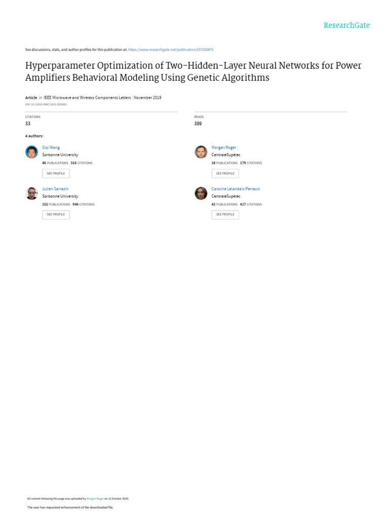 Hyperparameter Optimization of Two-Hidden-Layer Neural Networks For Power Amplifiers Behavioral ...