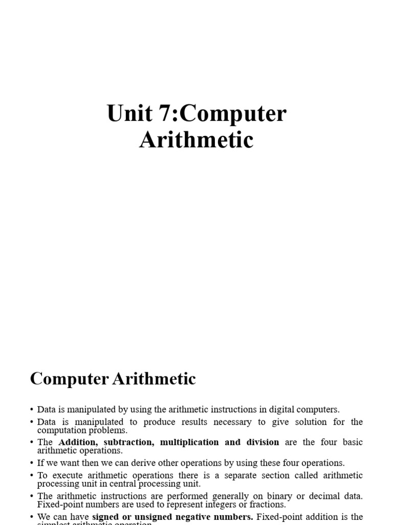 Unit7_CA | PDF | Arithmetic | Multiplication