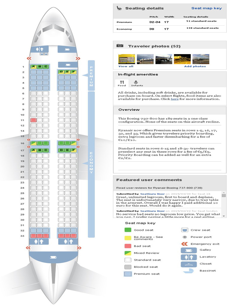 Seat Map Ryanair Boeing 737-80 | PDF