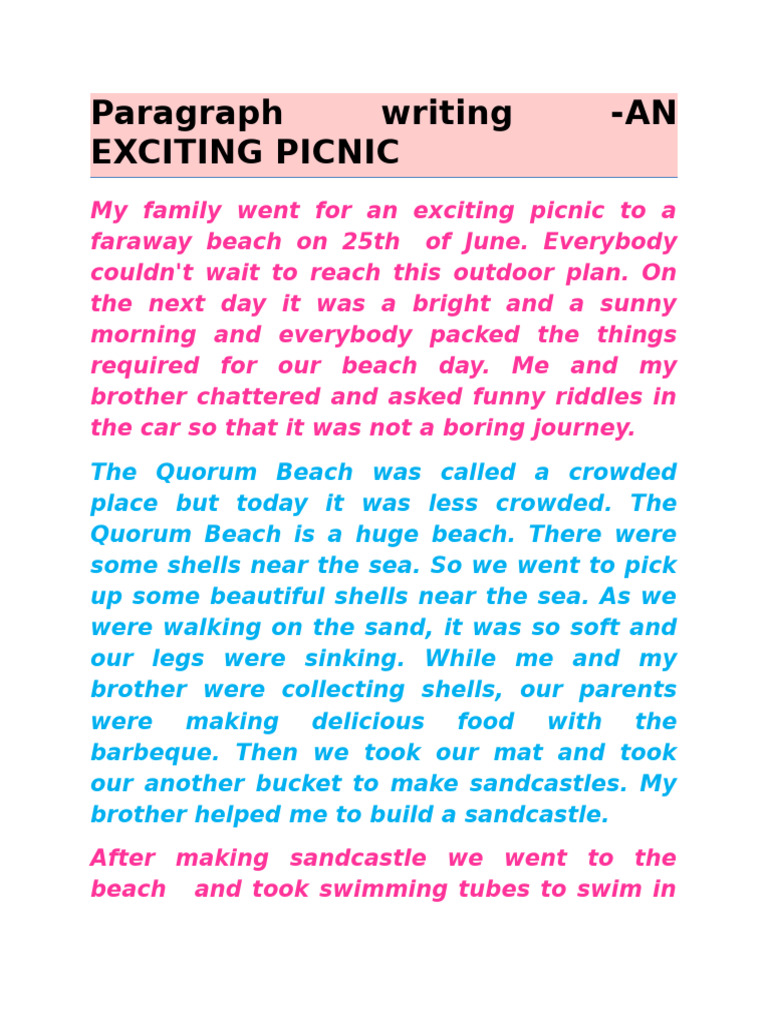 An Exciting Picnic | PDF