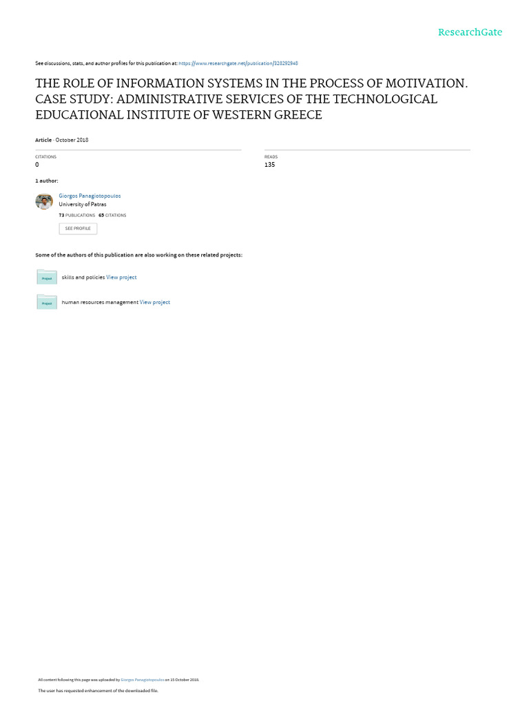 The Role of Information Systems in the Process of Motivation. Case Study Administrative Services ...