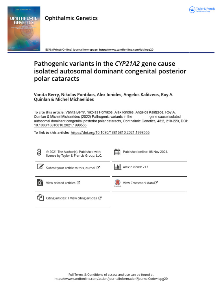 Michaelides - Pathogenic Variants in The CYP21A2 Gene Cause Isolated ...
