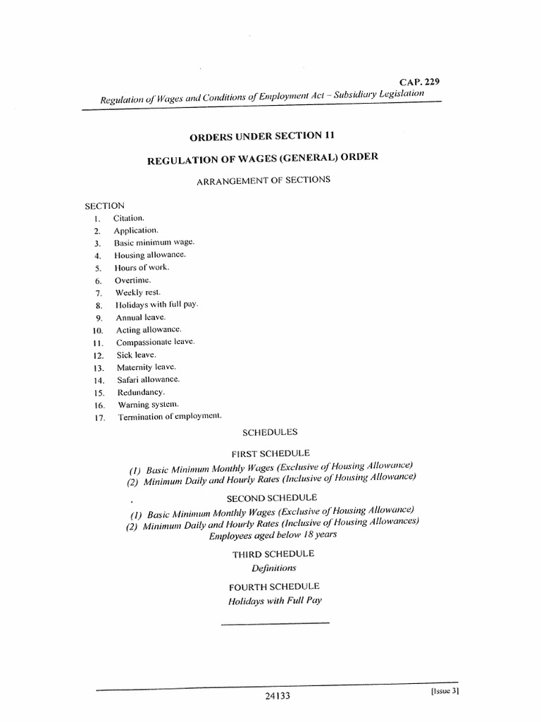 The Regulation of Wages General Order | PDF