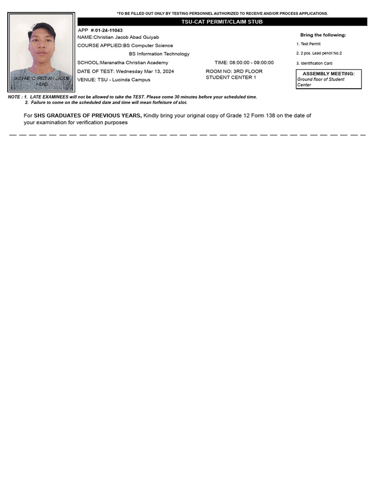 Permit Claim Stub | PDF