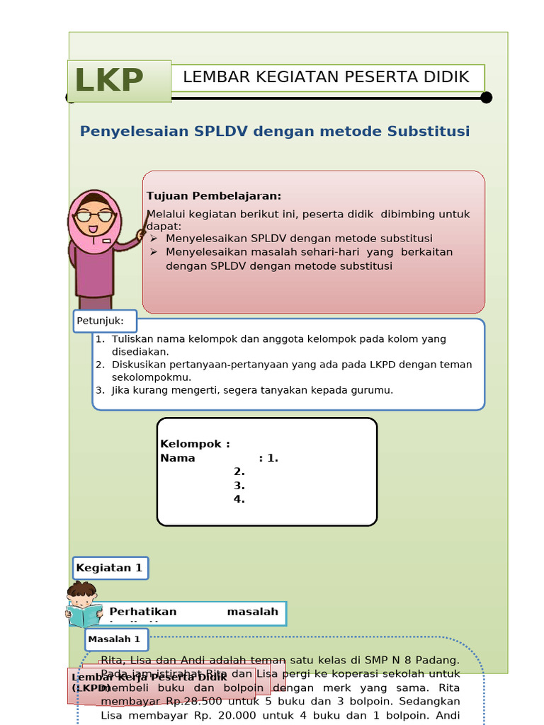 LKPD Menyelesaikan SPLDV Dengan Cara Campuran | PDF