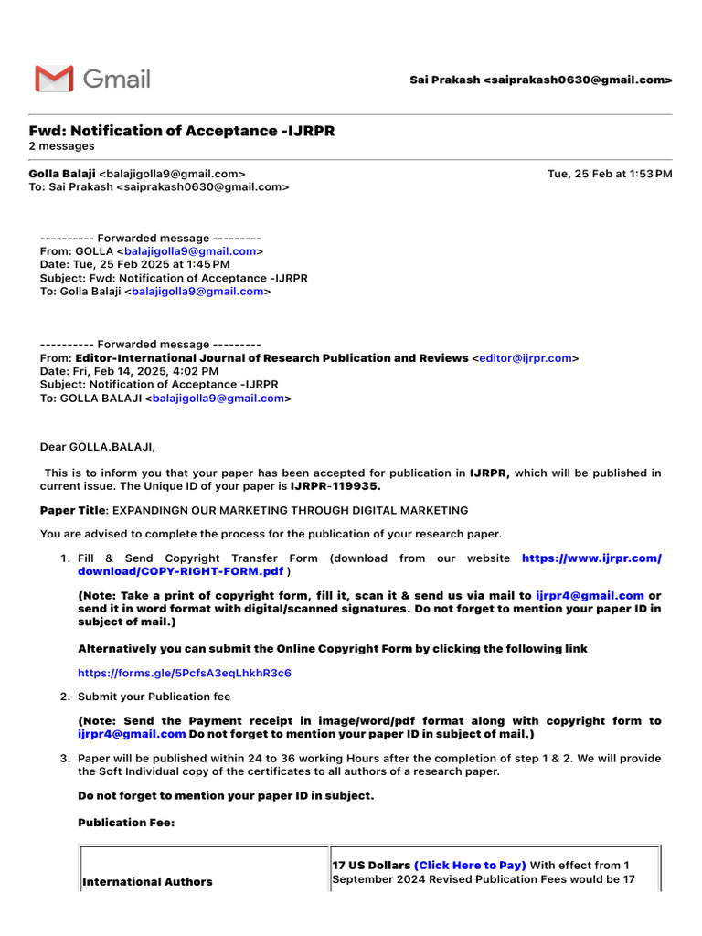 IJPR Paper Acceptance Notification | PDF