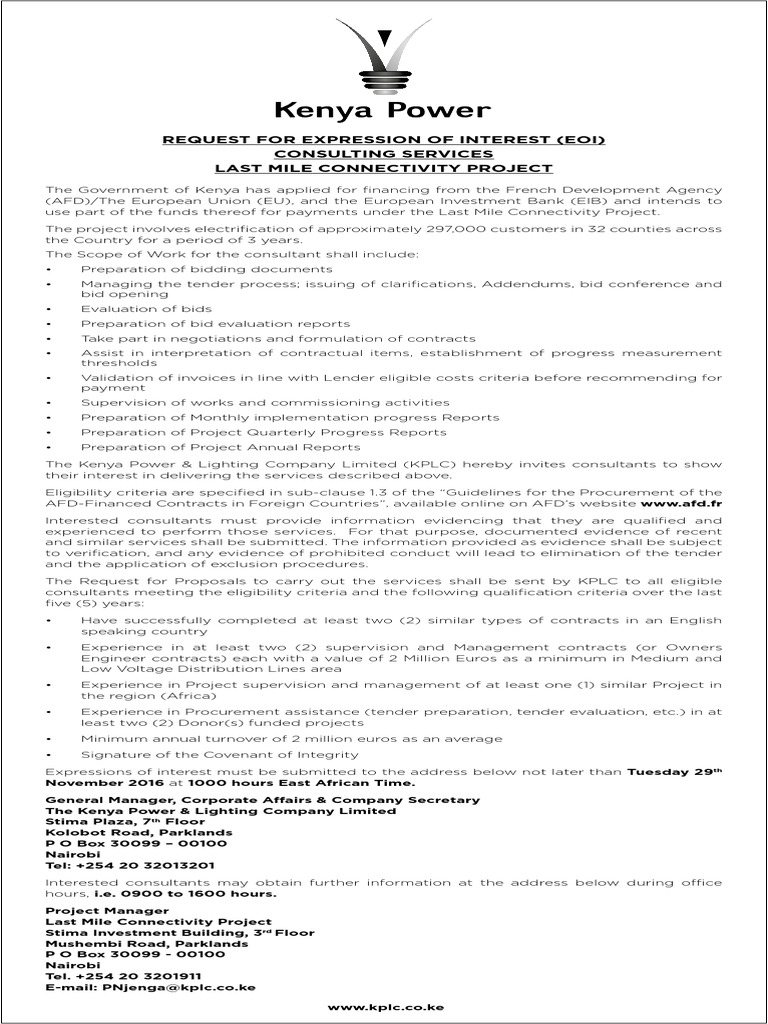 KPLC LMCP 2016 REoI | PDF
