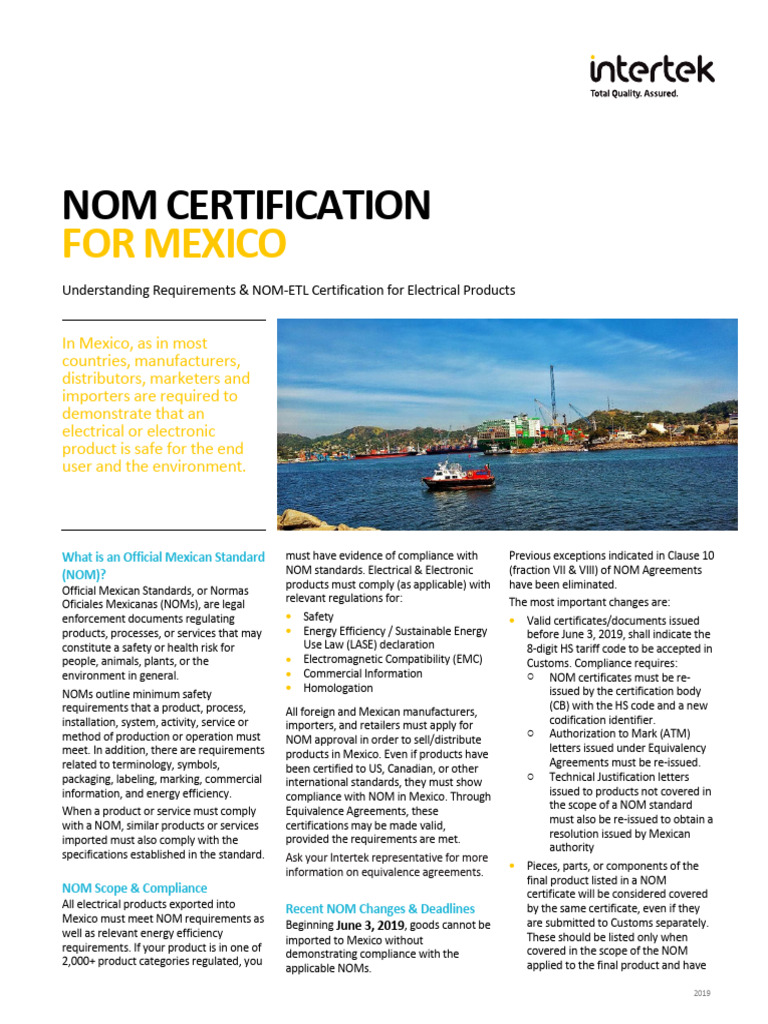 Intertek NOM Mark For Mexico NOM ETL | PDF | Certification | Regulatory ...