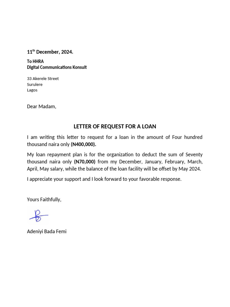 Loan Request Letter | PDF