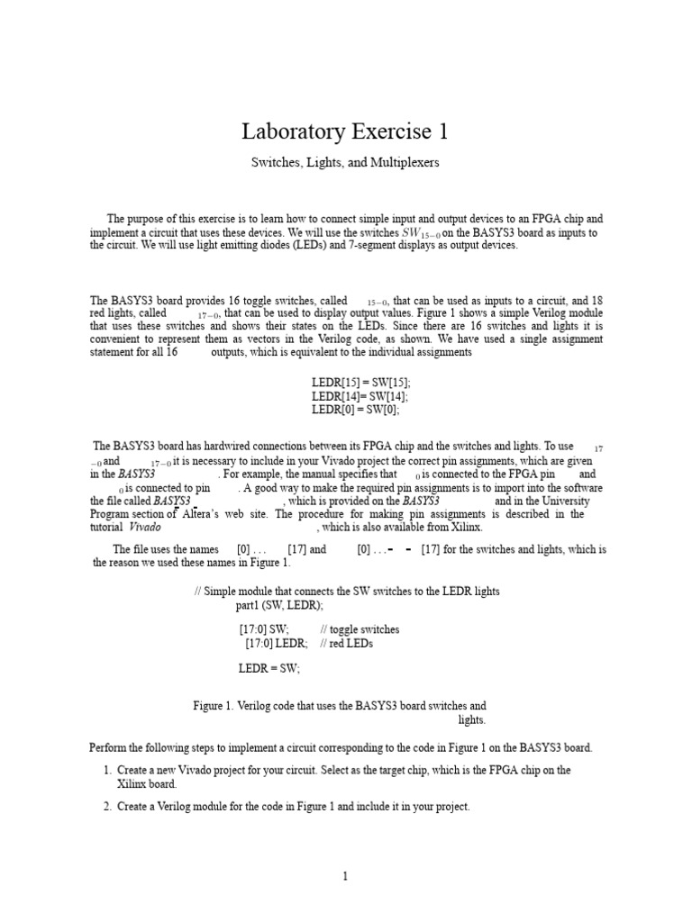 lab1_Verilog_SERCNISER | PDF | Field Programmable Gate Array | Electronic Design