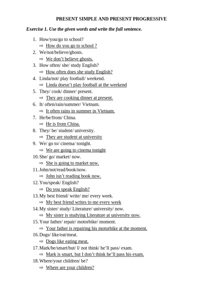 BT 1 (Present Simple, Continuous) | PDF