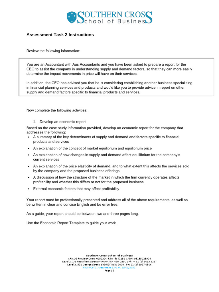 Assessment Task 2 (1) | PDF | Demand | Supply And Demand