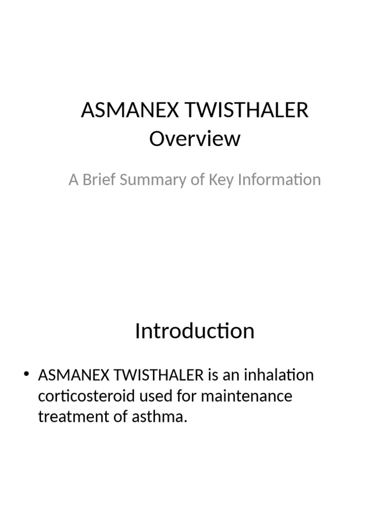 Asmanex Twisthaler Demo | PDF