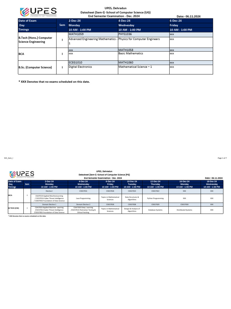 SOCS -Date Sheet (UG&PG) - End Sem Examination (Odd Sem) Dec ...