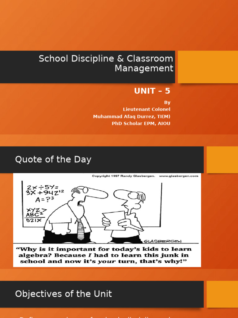 8605 Unit 5 School Discipline and Classroom Management | PDF ...