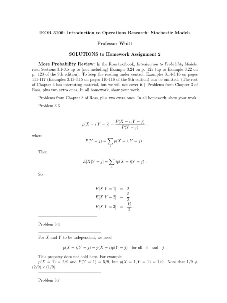 ross chapter 3 sols | PDF | Probability Density Function | Mathematical Analysis