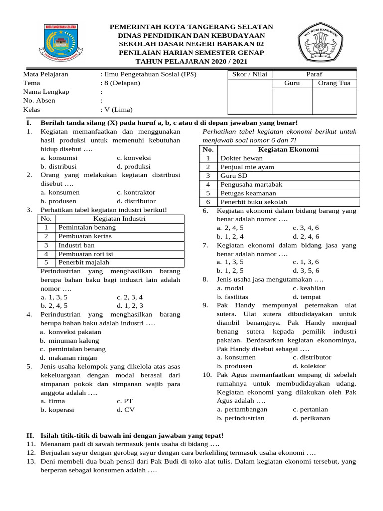 PH IPS T 8 Kelas V Semester 2 | PDF