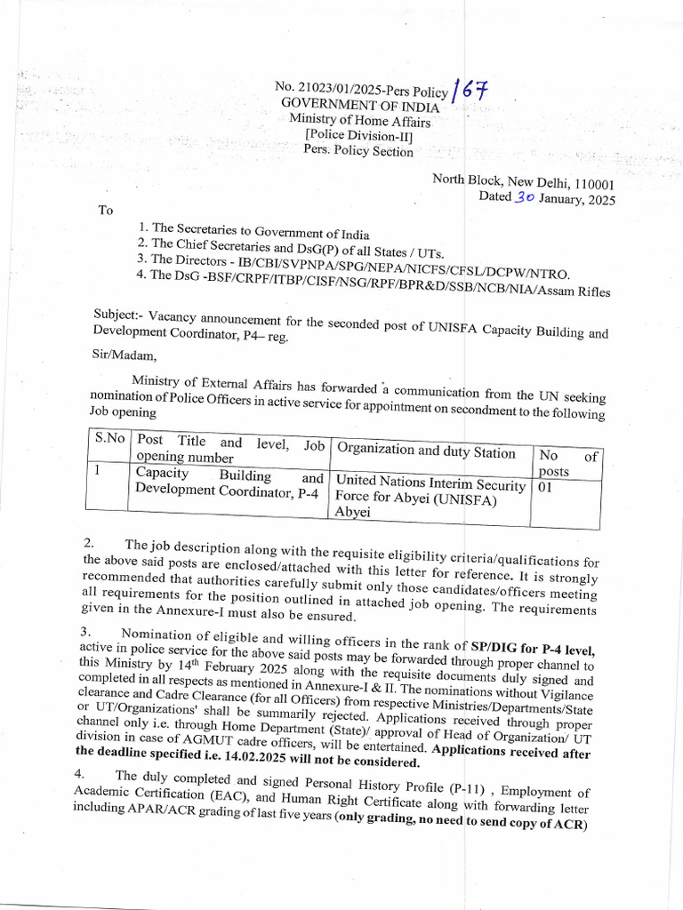 PoliceIIVacancy 30012025 | PDF | Capacity Building | Police