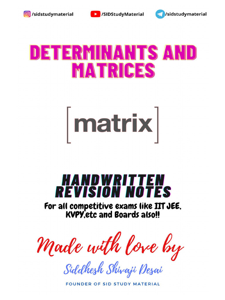 Determinants and Matrices | PDF