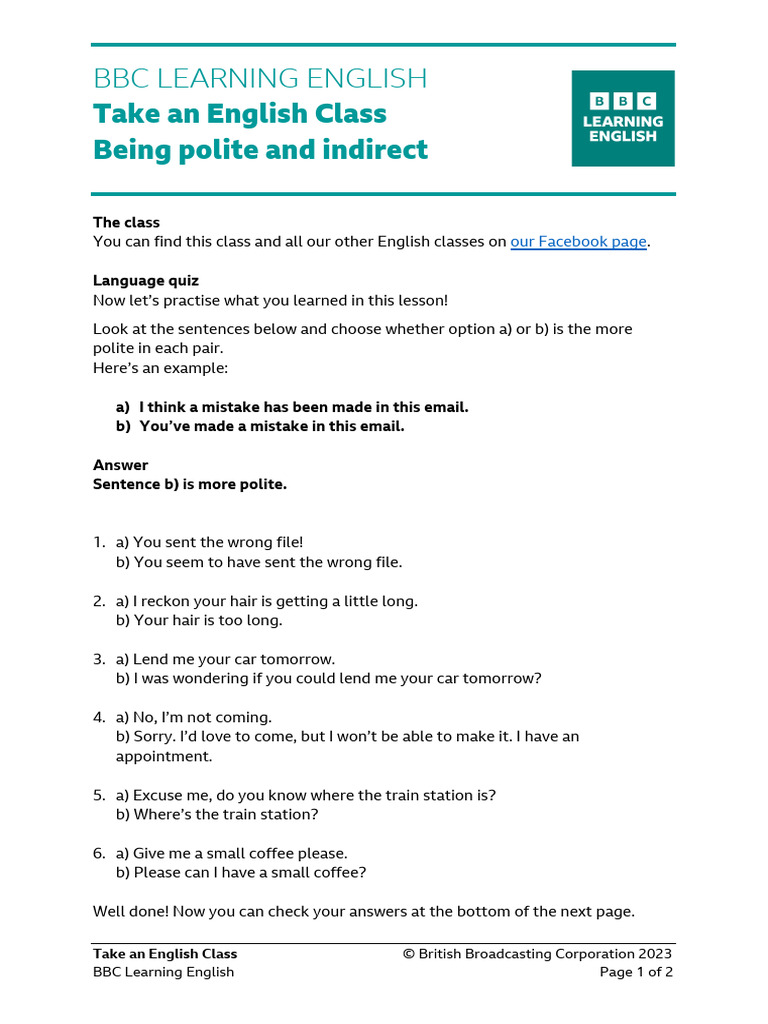 Polite English Communication Tips | PDF
