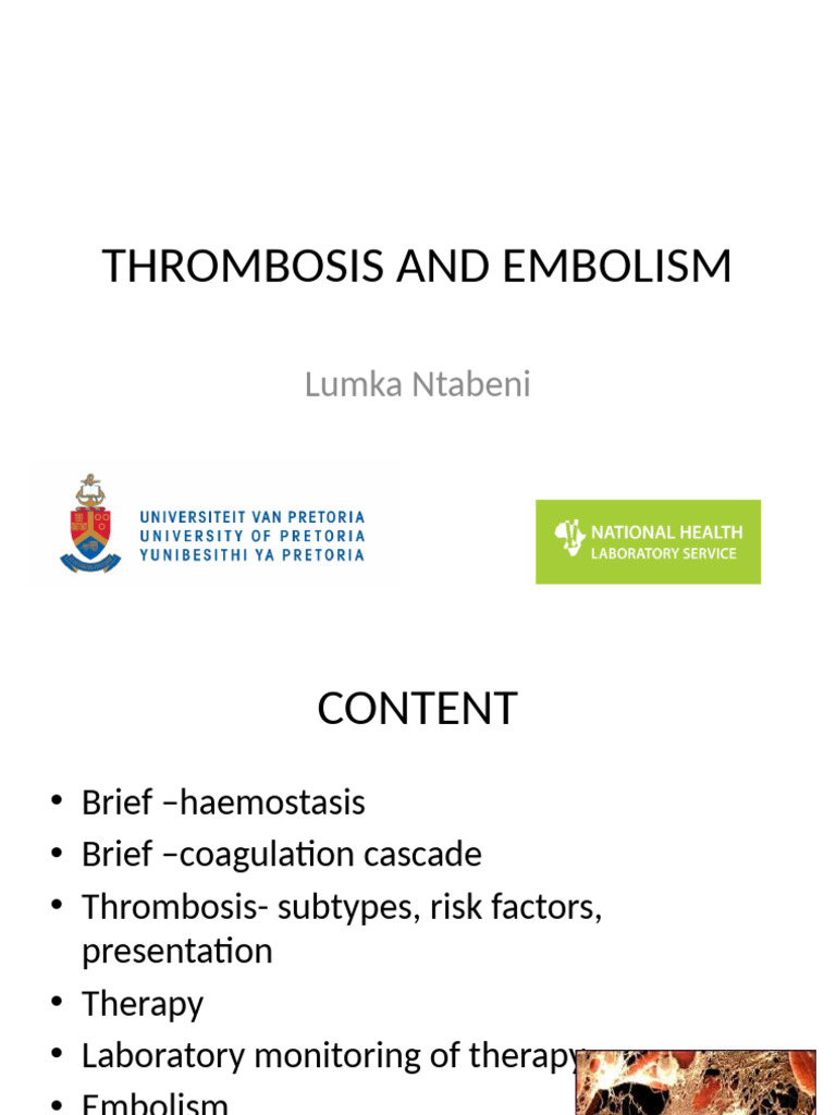 Thrombosis and Embolism Year II 2024 | PDF | Thrombosis | Coagulation