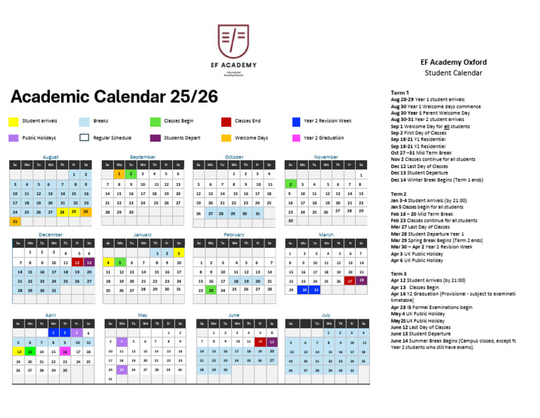 Academic Calendar 2025 26 Provisional | PDF