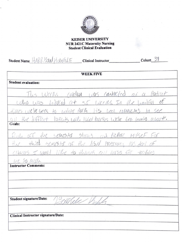 Maternity Nursing Clinical Evaluation Form | PDF | Medicine | Clinical ...