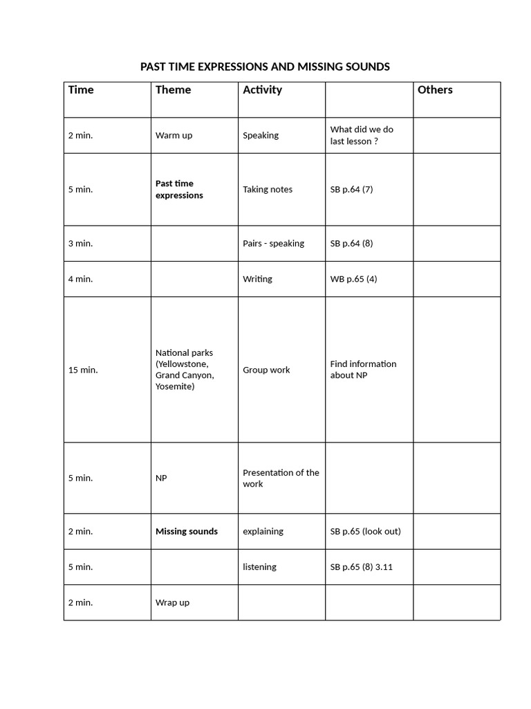 Past Time Expressions and Missing Sounds | PDF