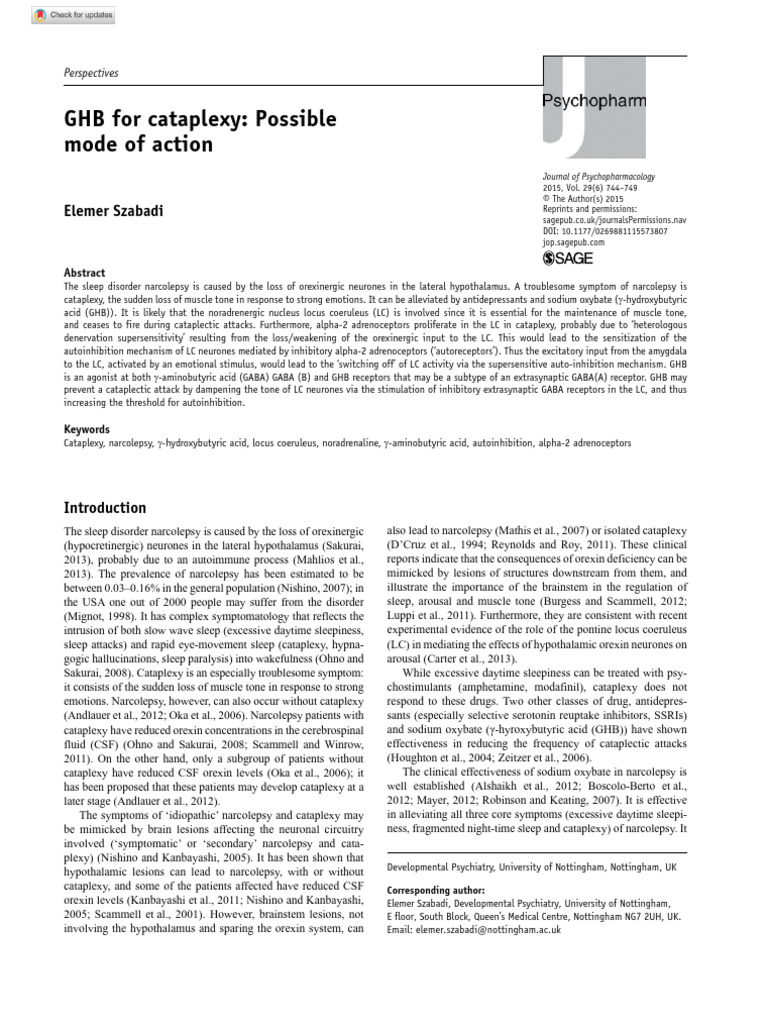 Narcolepsy & GHB: Mechanisms & Treatment | PDF | Neurophysiology ...